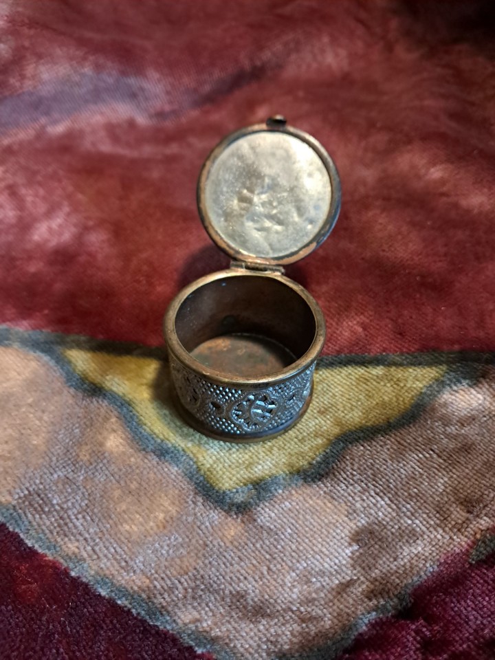 Antique German Souvenir Pill Box – Rhayader Scene – Brass with Photo ...