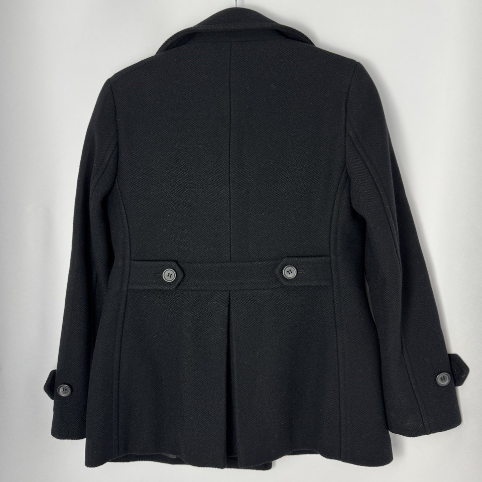 Talbots Womens Coat Black Wool Blend Double Breasted Peacoat Jacket Sz 4P Preppy | eBay
