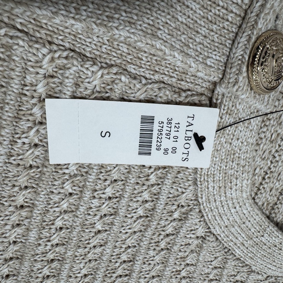 NWT - TALBOTS Short Sleeve Cardigan Women's Small Beige/Light Tan Gold ...