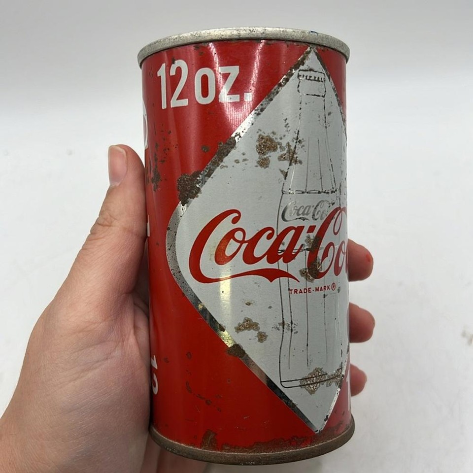 Vintage Antique Coca Cola Coke Flat Pull Tab Opened Can Red 12 Oz ...
