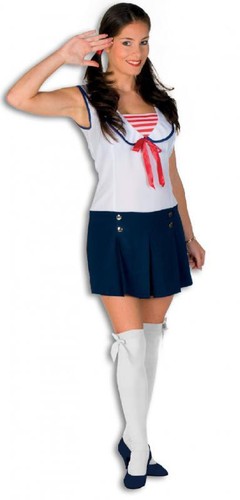 Matrosen Marine Kostüm Kleid Matrosin Damen Uniform Jacke Rock Kappe ...