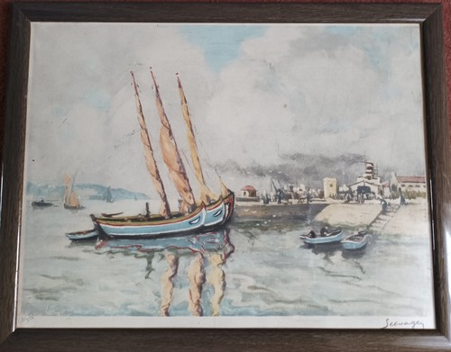 Lucien Seevagen - Bateaux au port en Bretagne - signée numérotée ...