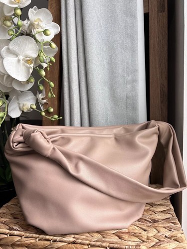 John Lewis Kin Handbag Beige Faux Leather Knot Detail Small Shoulder ...