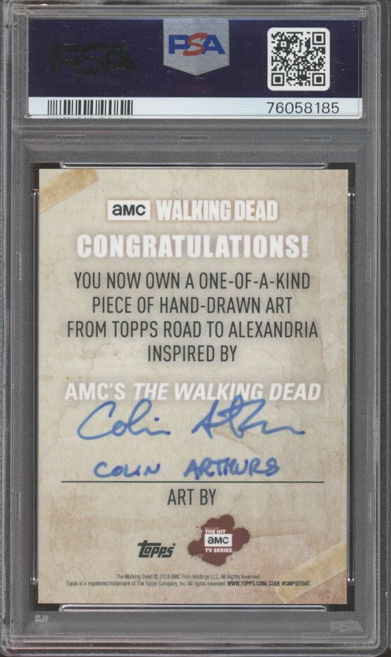2018 Walking Dead Sketch Card Negan Smith Colin Arthurs 1/1 Auto Mint ...