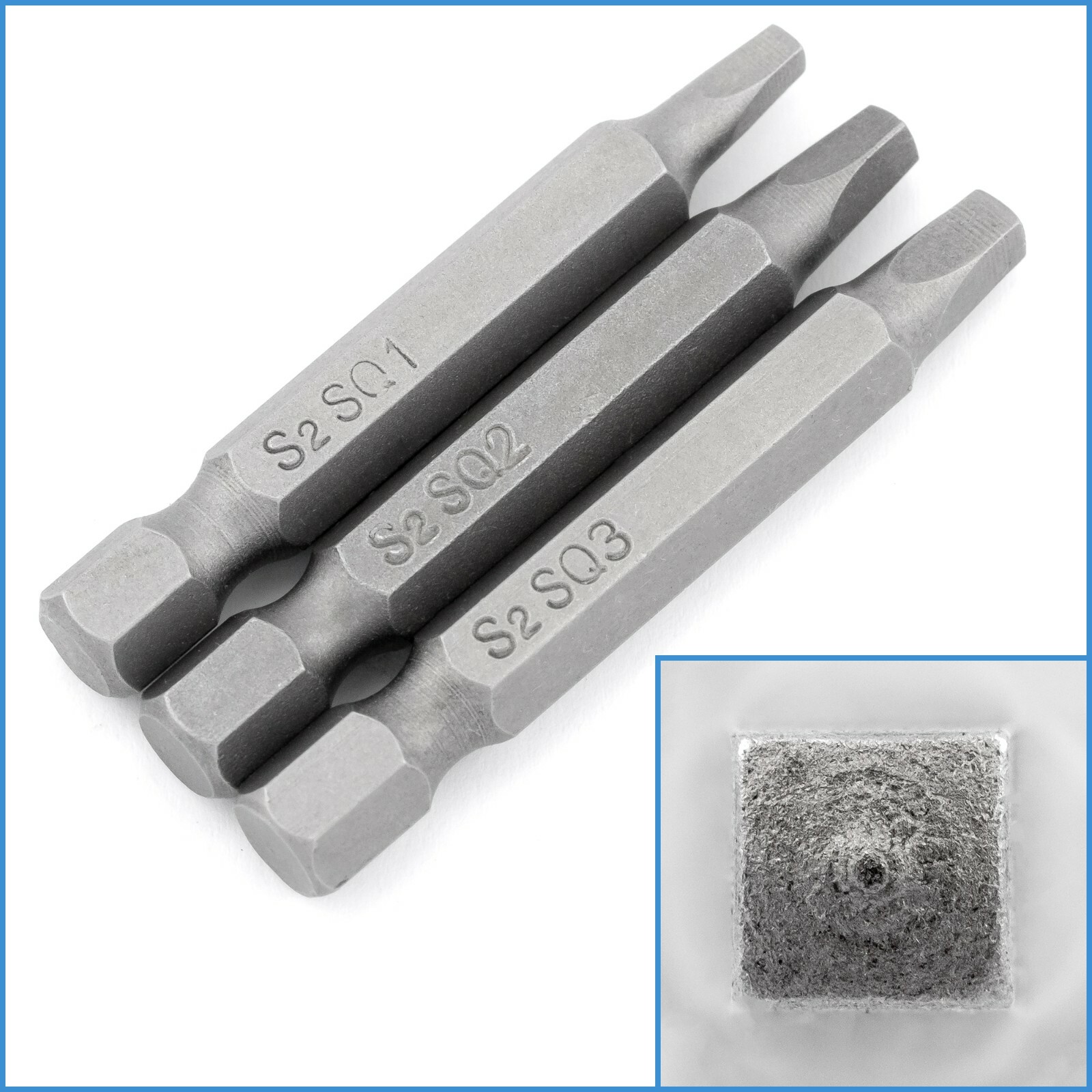 3pcs SQ1 SQ2 SQ3 Square 4 Point Magnetic Hex Driver Bit Robertson ...