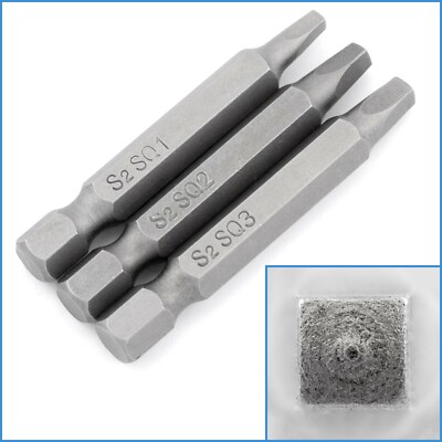 3pcs SQ1 SQ2 SQ3 Square 4 Point Magnetic Hex Driver Bit Robertson ...
