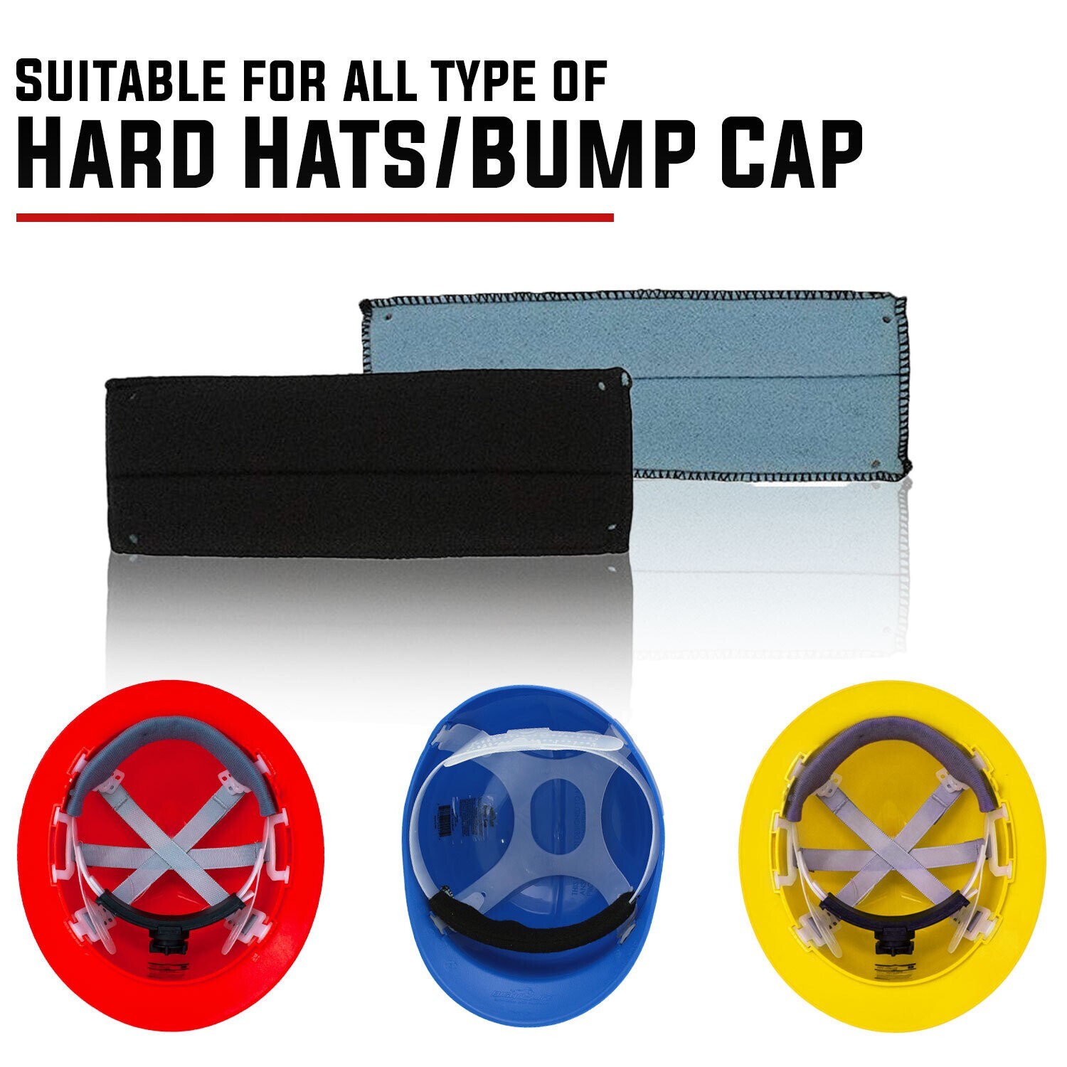 12-Pack Replacement Sweatbands for Hard Hats & Bump Caps - Blue/Black ...