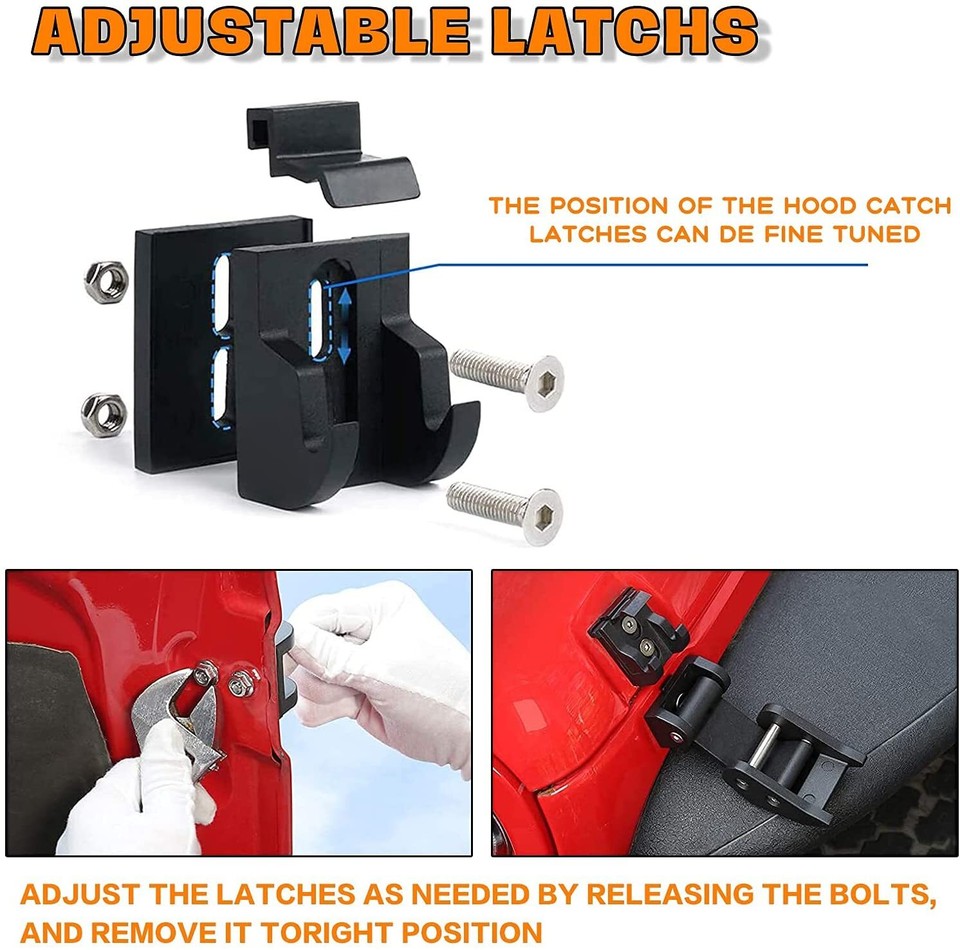 Black Aluminum Hood Locking Latch Catch Kit For Jeep Wrangler JK JKU ...