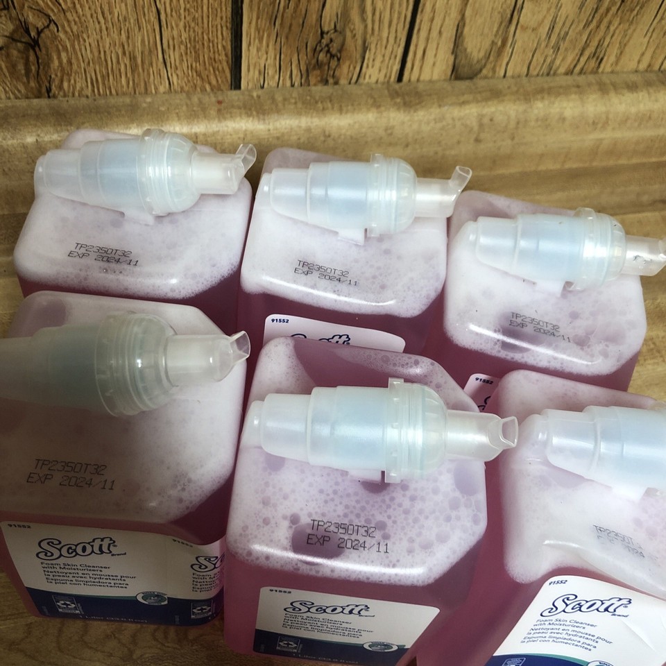 6 Refills Scott Foam Skin Cleanser with Moisturizers 1 Liter Refill Exp ...