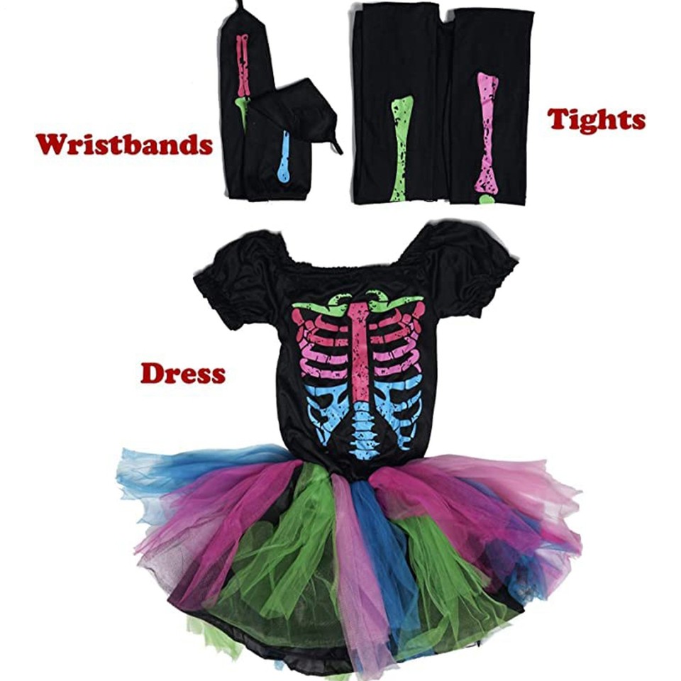 Halloween Costumes for Teen Girls Girl Colorful Skull Costume Kids ...