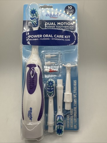 Equate Dual Motion Power Oral Care Kit Toothbrush Floss Heads Sulcus ...