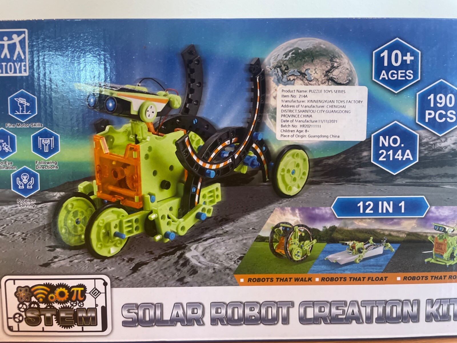 Discovery Kids Mindblown STEM 12-in-1 Solar Robot Creation 190-Piece ...