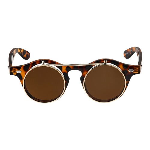 Leopard Tiger Print Flip up Circle Steampunk Glasses Goggles Sunglasses ...