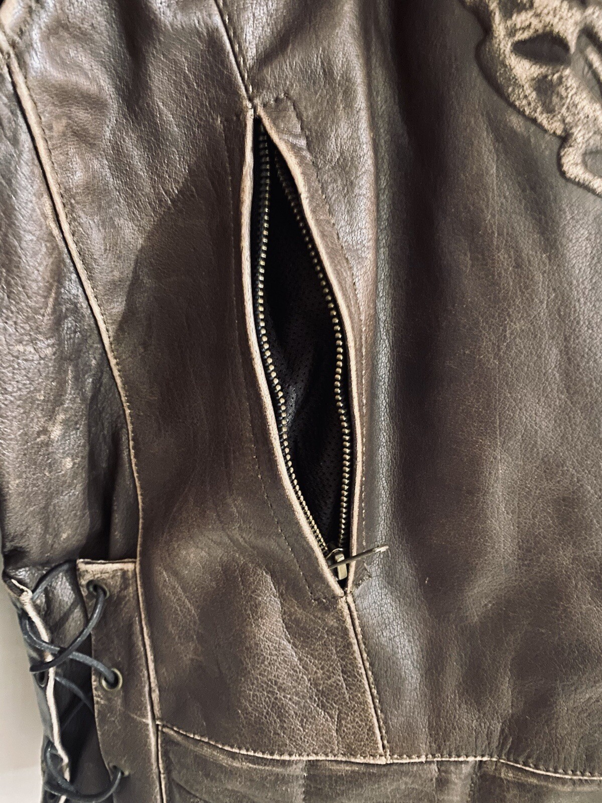 Xelement Mayhem Skull Mens 4XL Brown Heavy Duty Leather Motorcycle ...