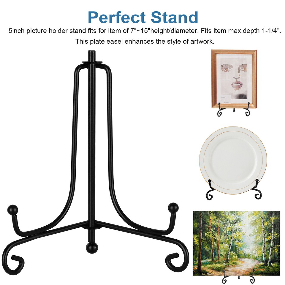 4 PCS 5" Iron Easel Classic Display Stand Plate Holders Picture Photo ...