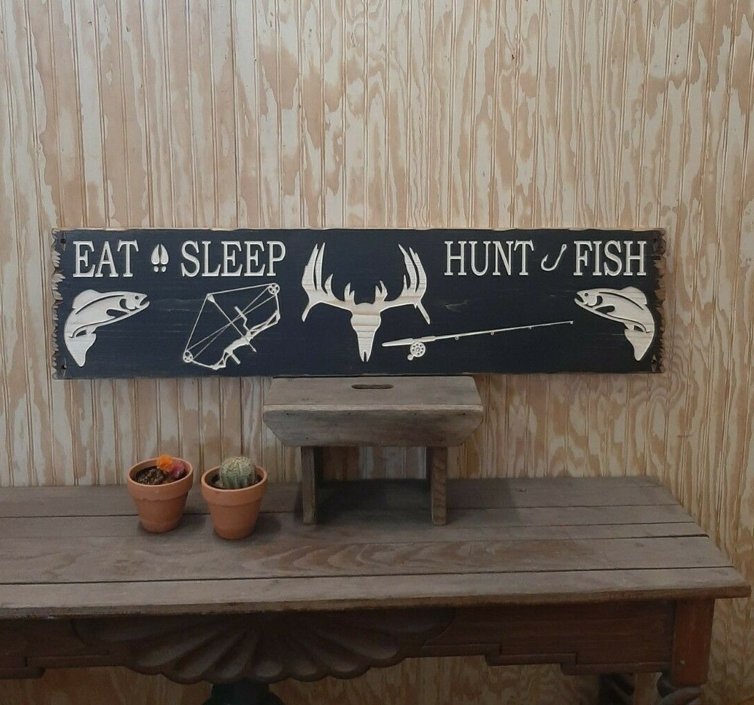 Wood Fishing Sign