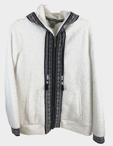 Natural Reflections women's long sleeve fleece white jacket size L | eBay