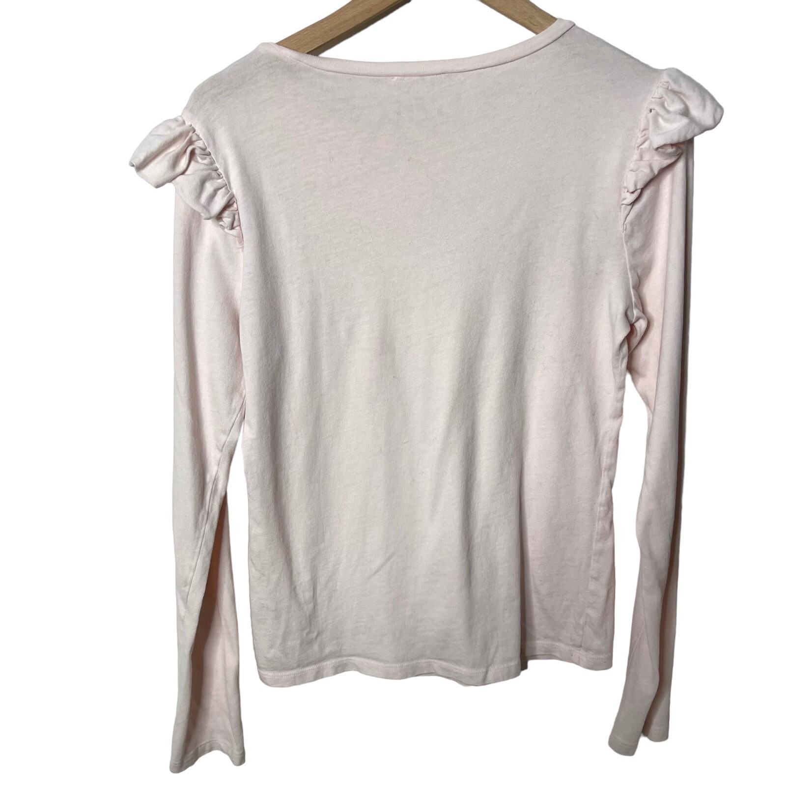 FRAME Denim Ruffle Sleeve Blush Pink Women's Long Sle… - Gem