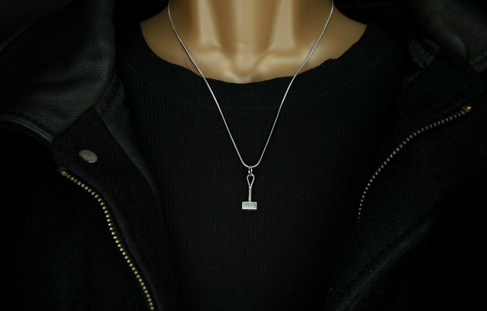Small Thors Hammer Necklace, Mjolnir Thor Charm Pendant Viking Custom ...