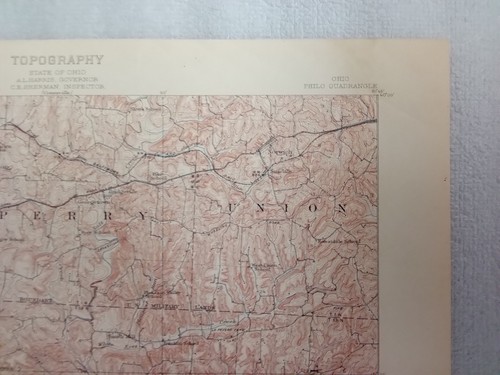 ORIGINAL PHILO OH OHIO GEOLOGICAL SURVEY TOPO MAP TOPOGRAPHICAL 1910 | eBay