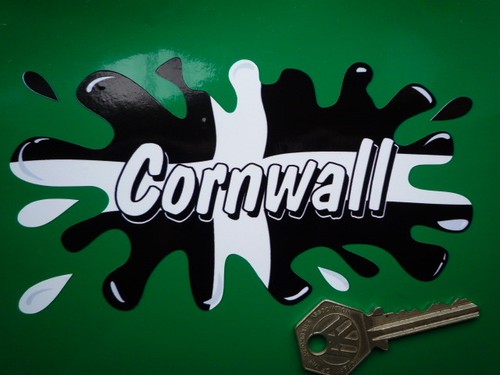 CORNISH FLAG Splat Style Car Sticker 150mm Cornwall Kernow Self ...