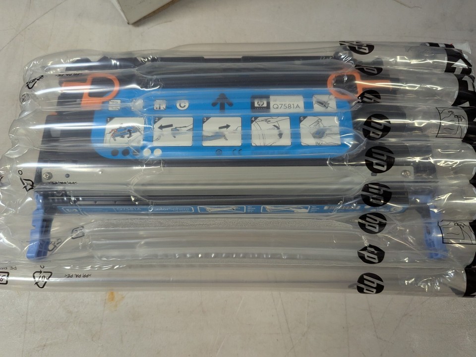 Genuine New HP 503A Cyan Toner Cartridge Q7581A - open box, sealed wrap ...