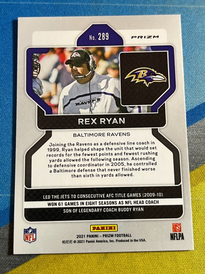 2021 Prizm Football REX RYAN Baltimore Ravens Rookie #289 Red Ice | eBay