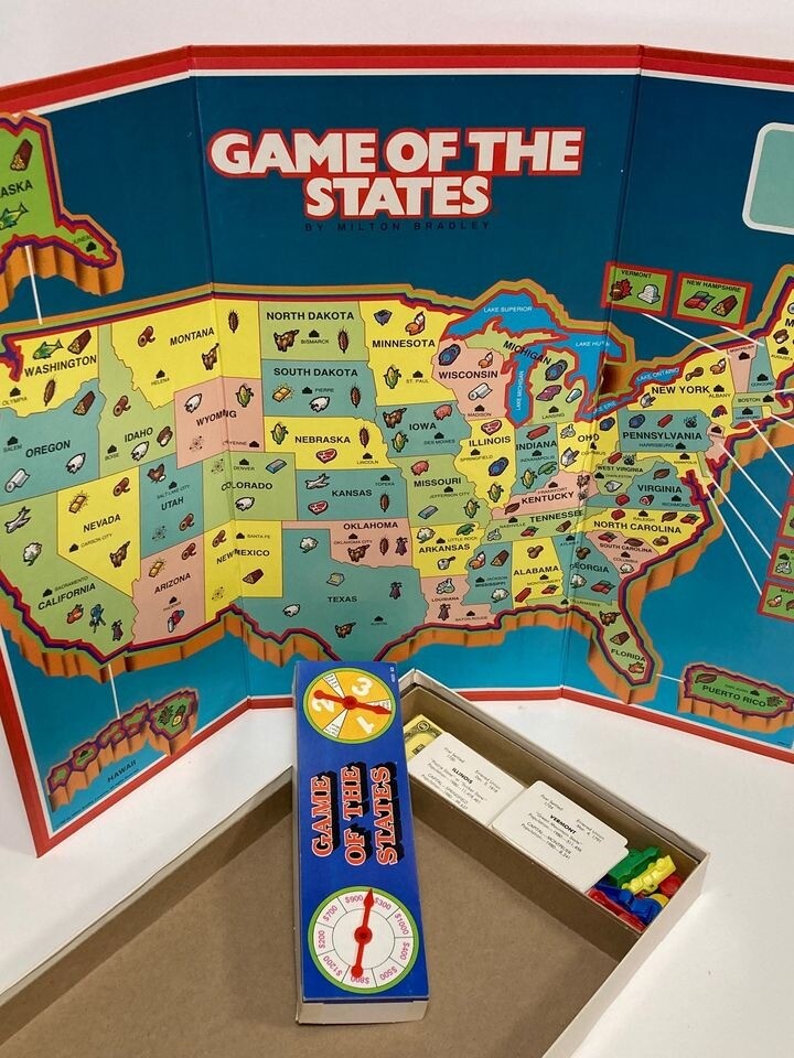 Vintage 1987 Game Of The States Board Game By Milton Bradley Complete ...