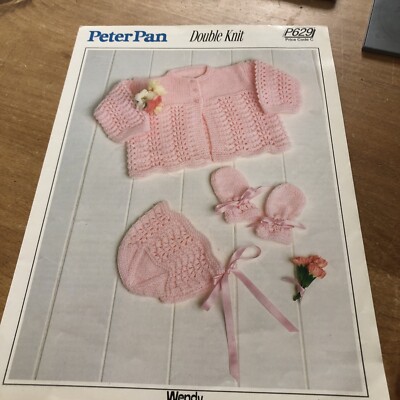 Vintage Baby Matinee Jacket knitting pattern DK, Lacy Cardigan, Bootees ...