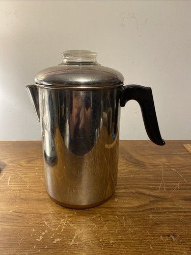 Vintage Revere Stainless Copper Bottom Coffee Pot Percolator Stovetop 8 ...