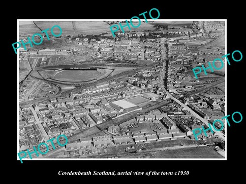 OLD POSTCARD SIZE PHOTO OF COWDENBEATH SCOTLAND AERIAL VIEW OF TOWN ...