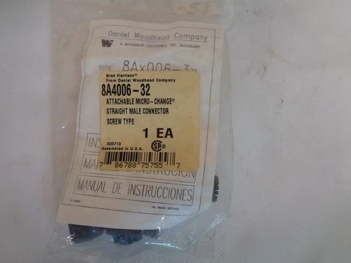 NEW DANIEL WOODHEAD 8A4006-32 MICRO-CHANGE STRAIGHT MALE CONNECTOR SCREW TYPE | eBay