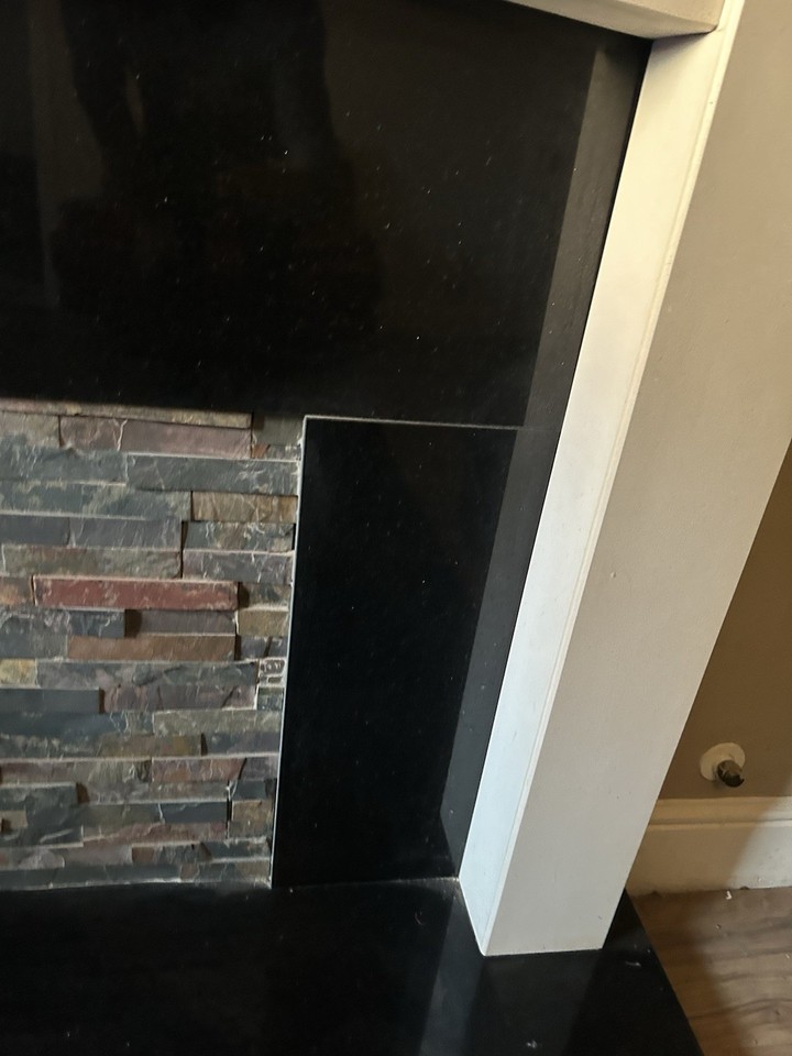 Fire Surround Stone Surround and Black Granite Hearth and Back | eBay UK