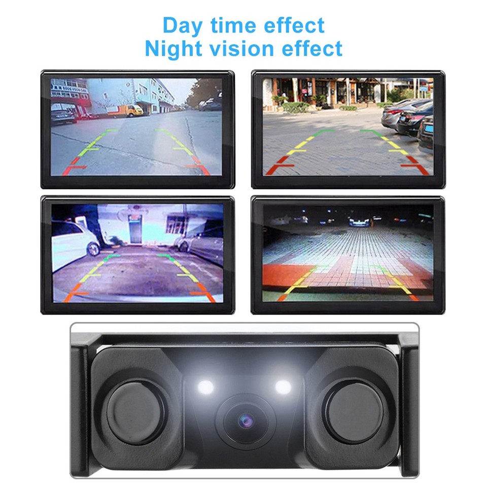 3 In 1 Car License Plate Frame Parking Sensor Radar Rearview Reverse ...