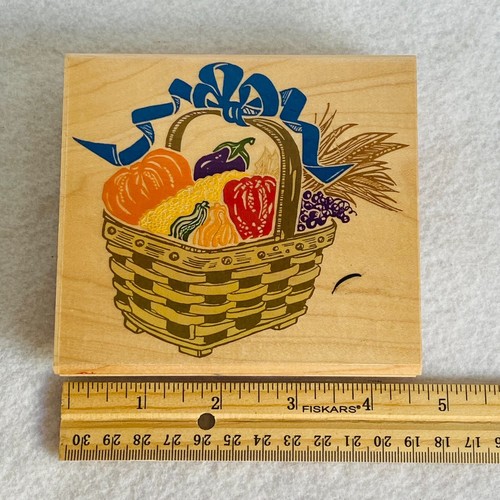 Bountiful Harvest Basket Z568G Rubber Stamps Wood Mounted Posh ...