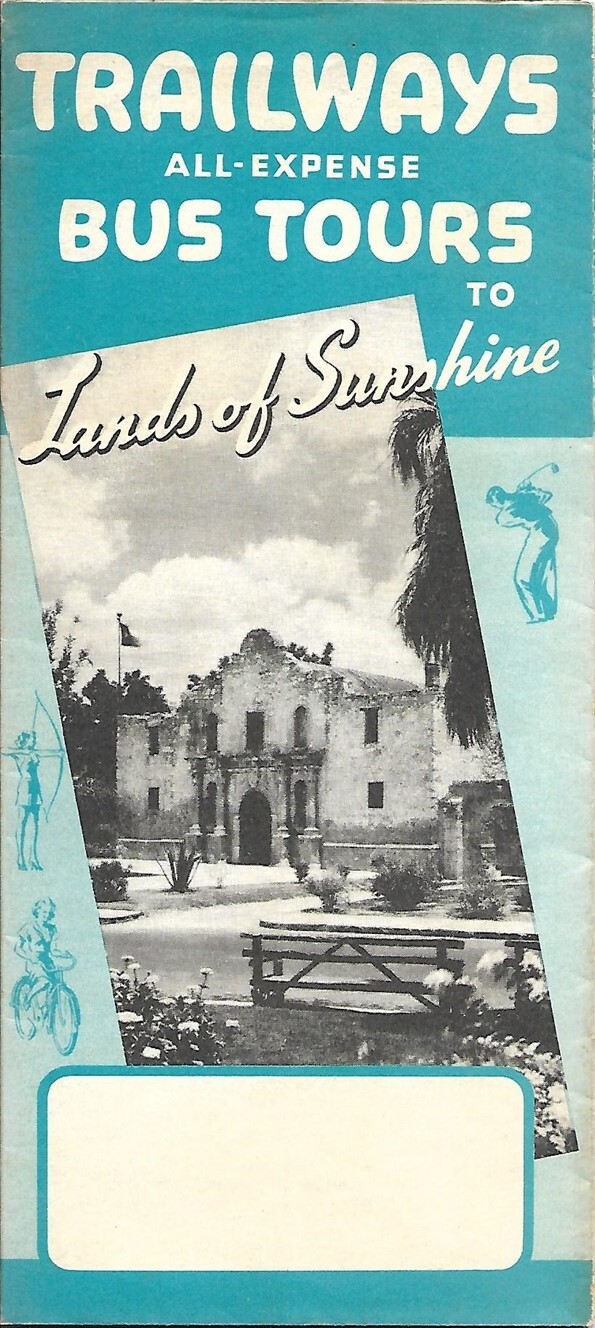 Vintage 1940 TRAILWAYS "Land of Sunshine" Bus Tour Brochure Florida ...