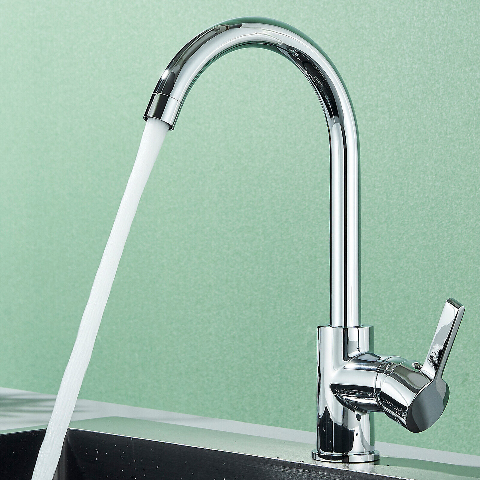 Modern Kitchen Sink Mixer Taps Swivel Spout Single Lever Tap Mono