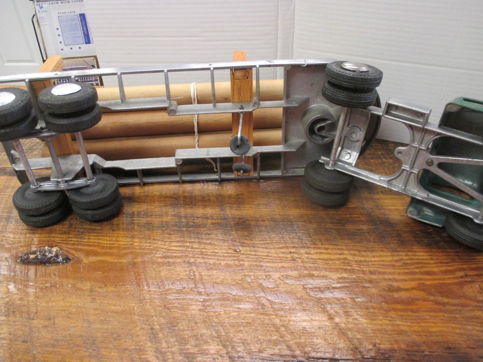 1950s Smith Miller 24 inch Green Log/ Lumber Semi Truck Tractor Trailer ...