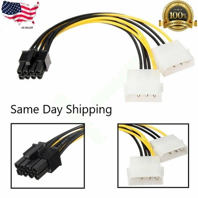 Dual 4 Pin Molex IDE to 8 Pin PCI Express Power Cable PCI-E Adapter | eBay