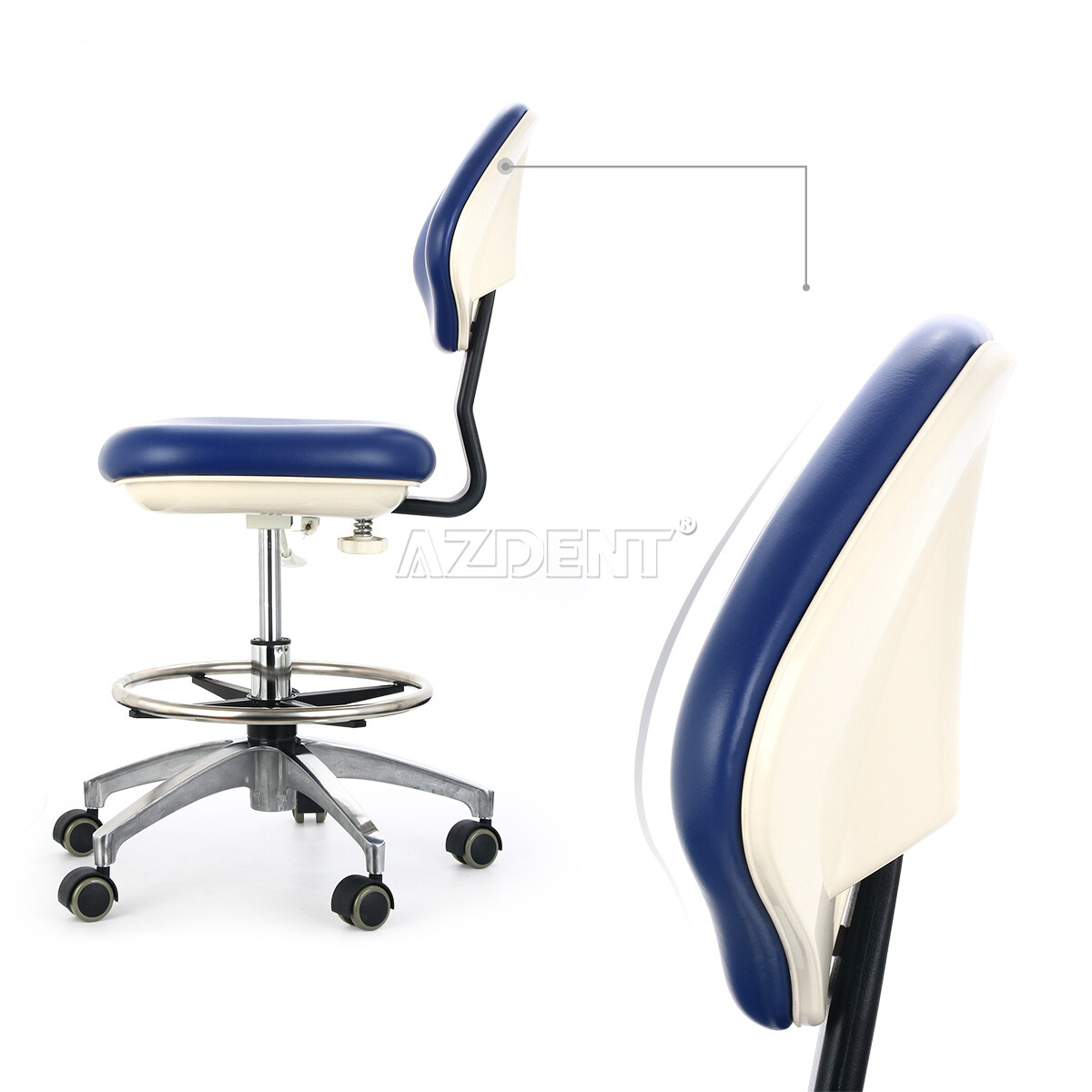 Dentist Rolling Stool Adjustable Mobile Dental Chair PU Leather Doctor ...