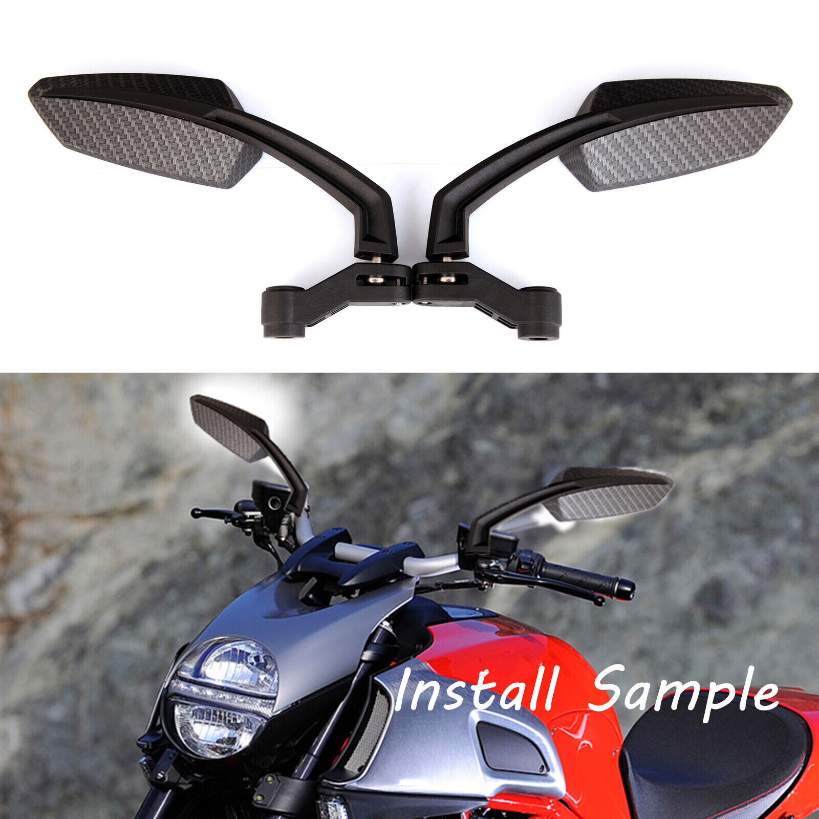 Carbon Black Motorcycle Rearview Side Mirrors For Yamaha TW200 WR250R ...