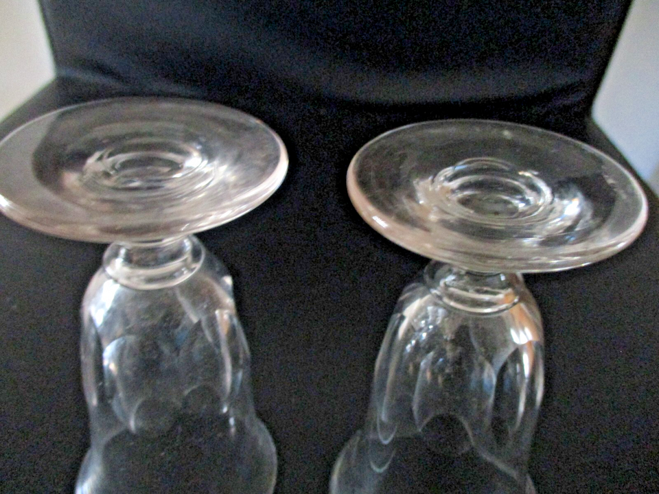 VINTAGE PONTILED FLINT GLASS WINE GLASSES WITH FLUTED PANELS 11cm TALL ...