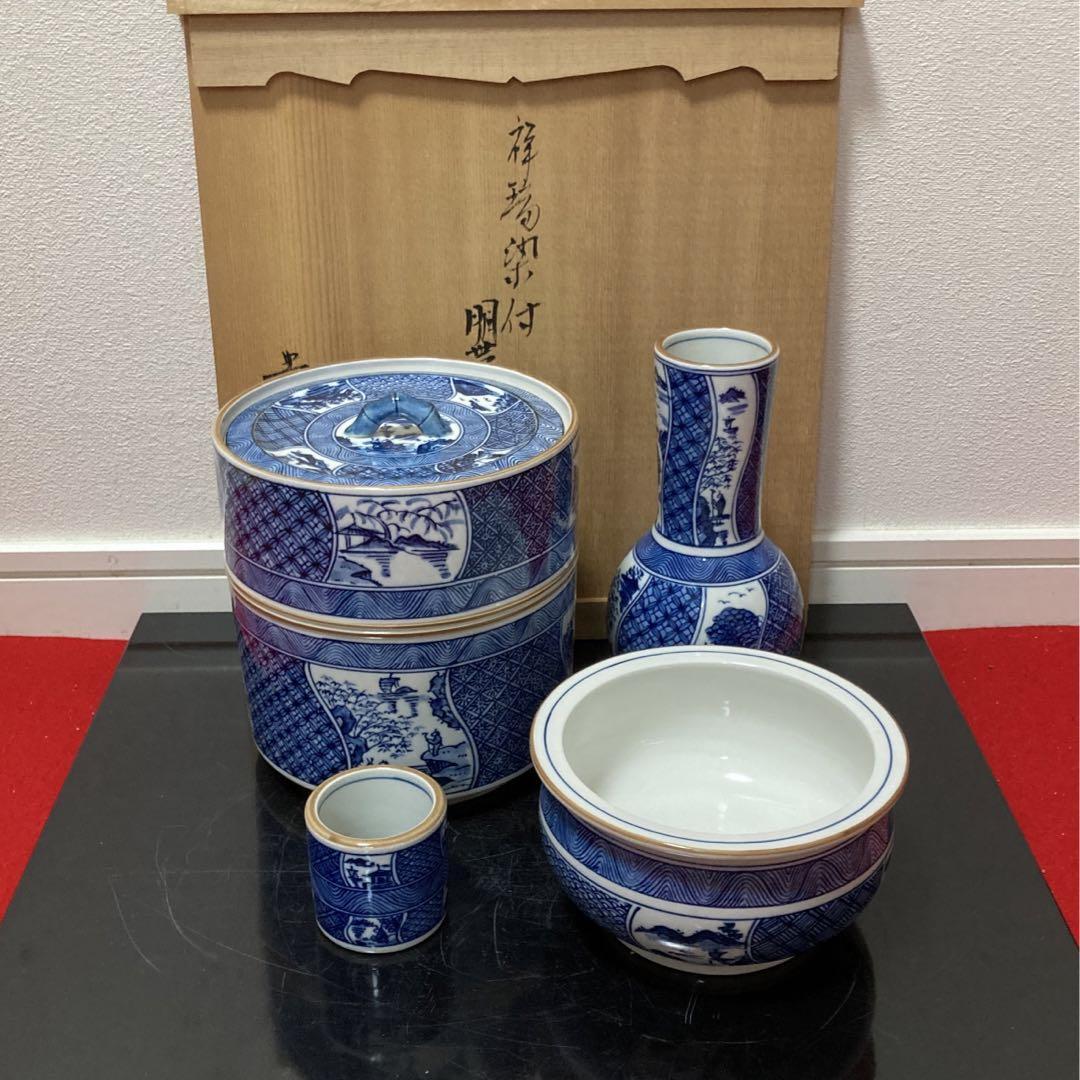 Japanese Tea Ceremony Set Kaigu (Mizusashi Shakutate Kensui Futaoki ...