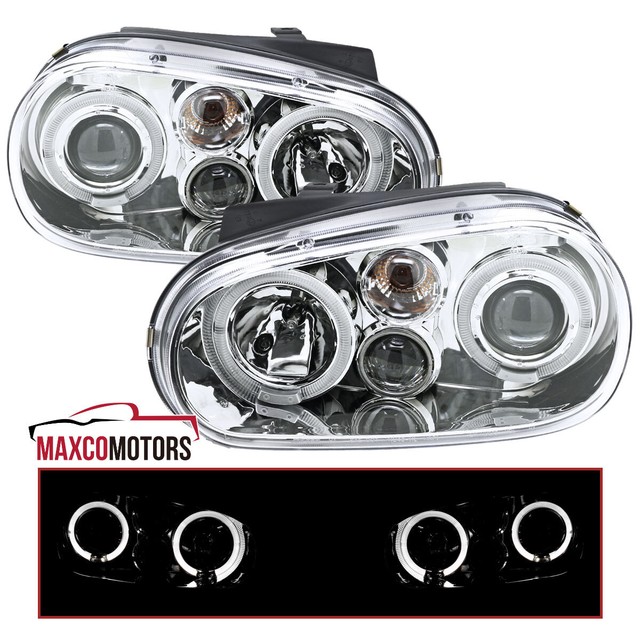 1999-2006 VW Golf GTI Mk4 Halo Projector Clear Headlights Chrome SpecD ...