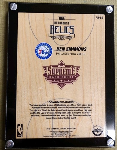 2016-17 UPPER DECK SUPREME AUTO RELICS Patch RC Ben Simmons With Custom ...