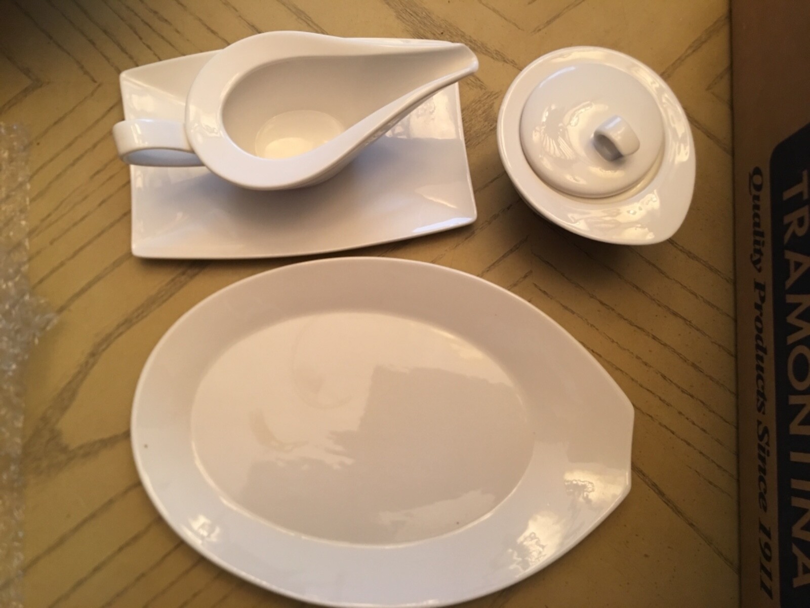 Verdici Design 5pc Sugar & Creamer with Serving Platter White Oval Art ...