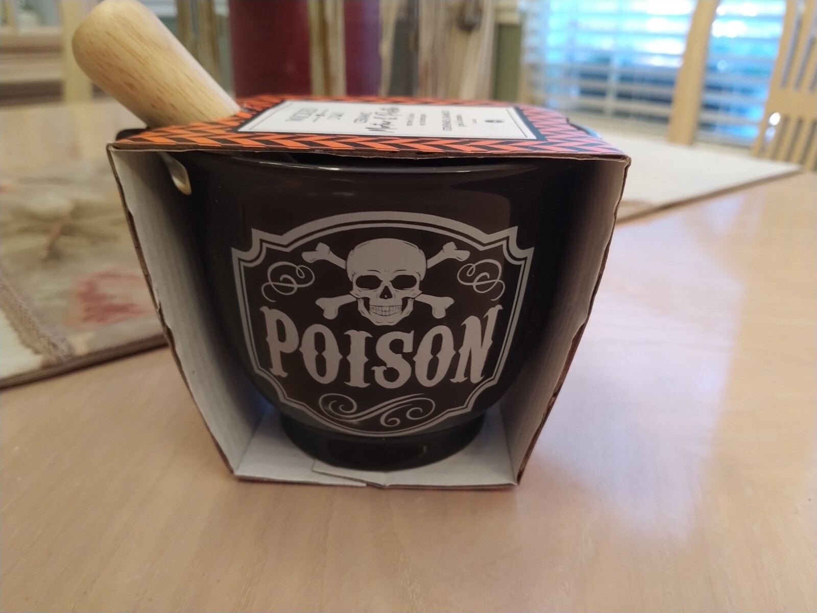 WICKED CIROA POISON HALLOWEEN MORTAR & PESTLE CERAMIC CROSSBONES SKULL ...