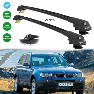 For BMW X3 E83 2003-2010 Black Cross Bars Roof Rack Easy Install 2x ...