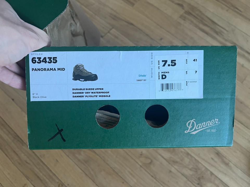 NEW IN BOX Danner Mens Panorama Mid 6in Black Olive Suede Hiking Boots ...