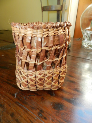 Vintage Northwest Coast/Makah BASKET,CEDAR,SQUARE BOTTOM,ROUND TOP | eBay